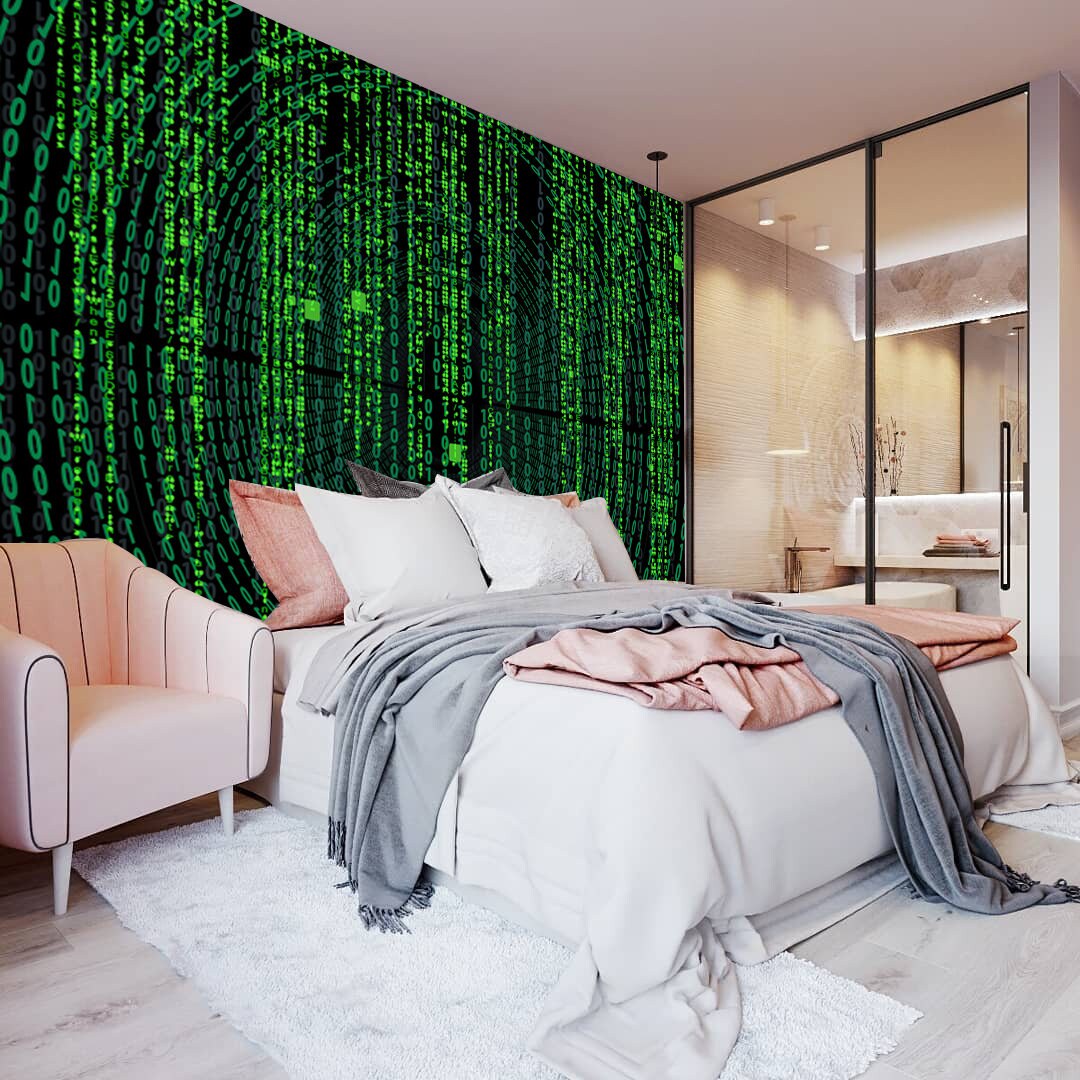 Peel and Stick Matrix Wallpaper Cyber Code Decal Computer Mural Self ...