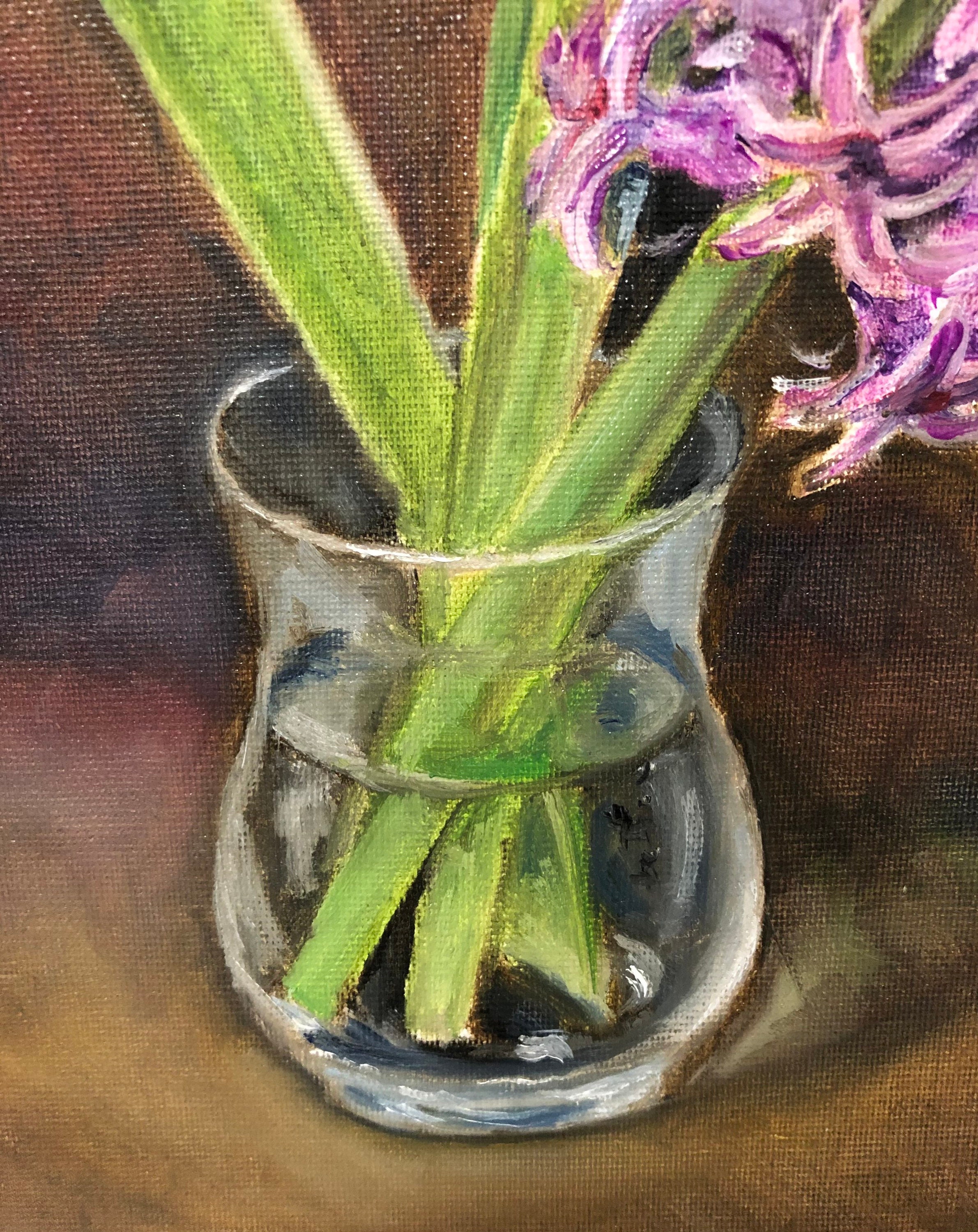 Hyacinth painting Flower original art Small oil painting 8x8 | Etsy