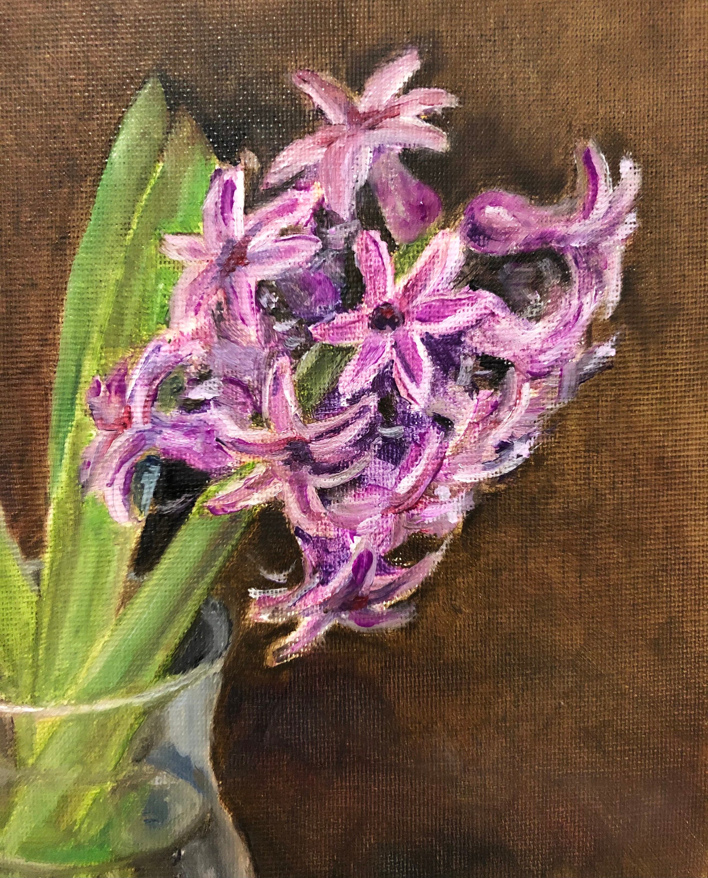 Hyacinth painting Flower original art Small oil painting 8x8 | Etsy