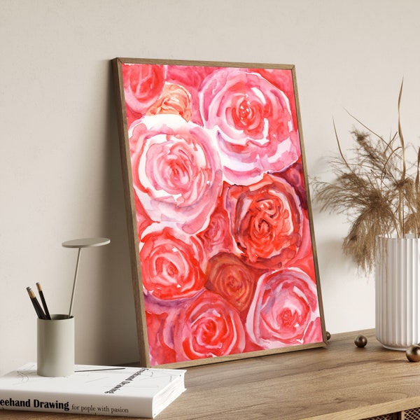 Pink Rose Print - Etsy