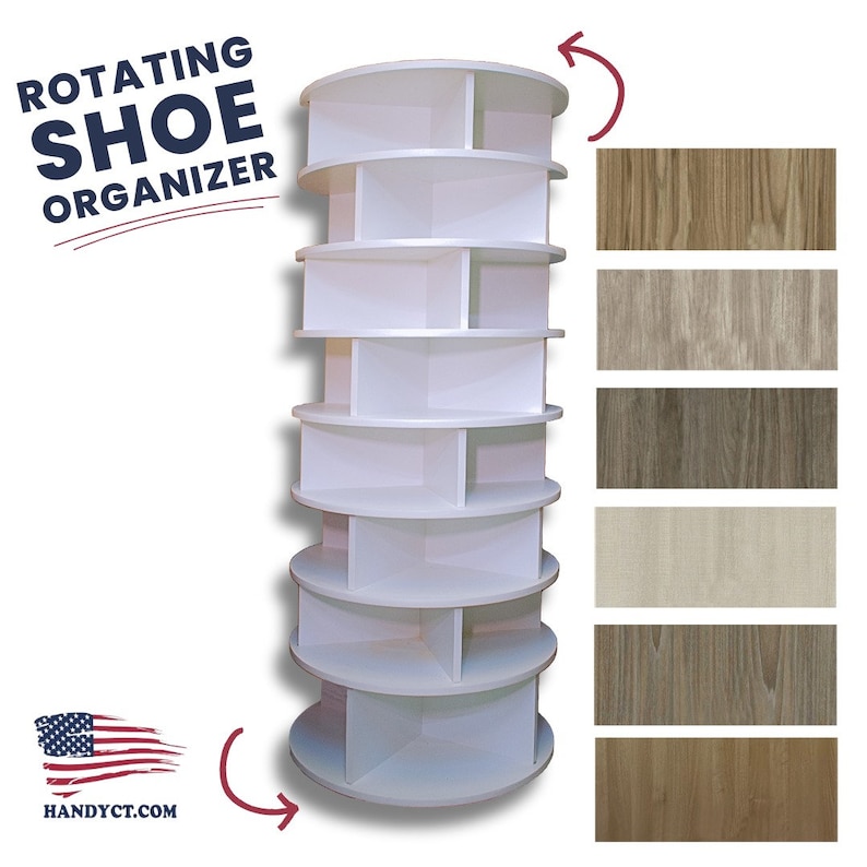 360 Rotating Shoe Rack: White Laminated Organizer, Custom Sizes - Etsy