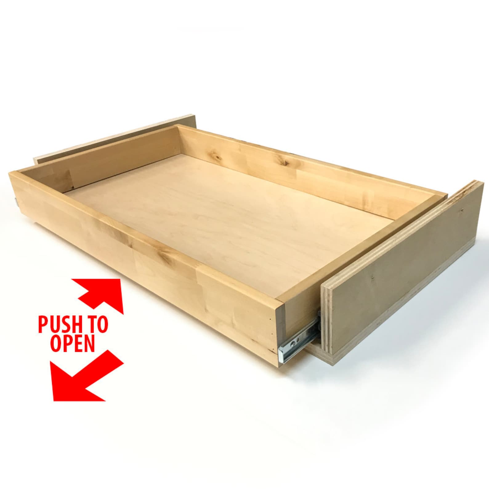 ALL Plywood 4" High Toe Kick Drawer With Side Mount Push-to-open or ...