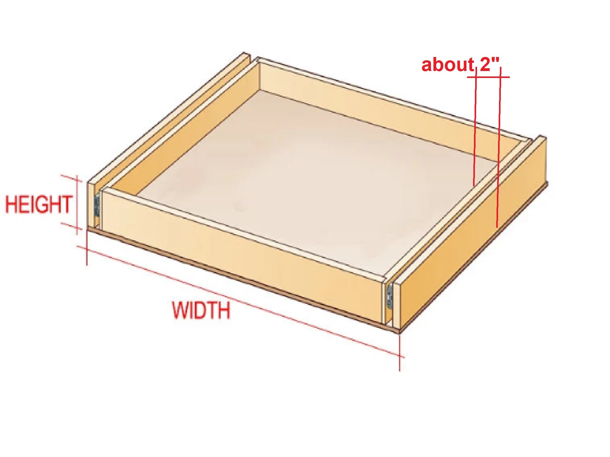 ALL Plywood 4" High Toe Kick Drawer With Side Mount Push-to-ooopen or ...