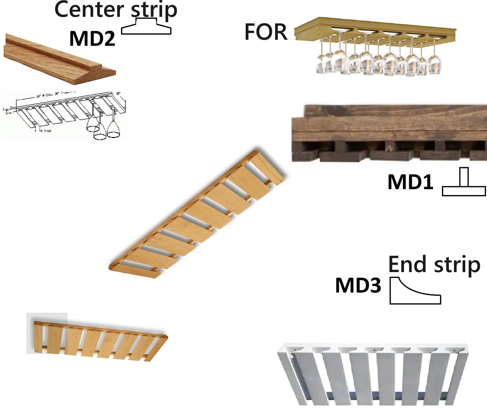Pine Wine Glass Rack Strip: Stemware Hanger, 48" T-molding - Etsy