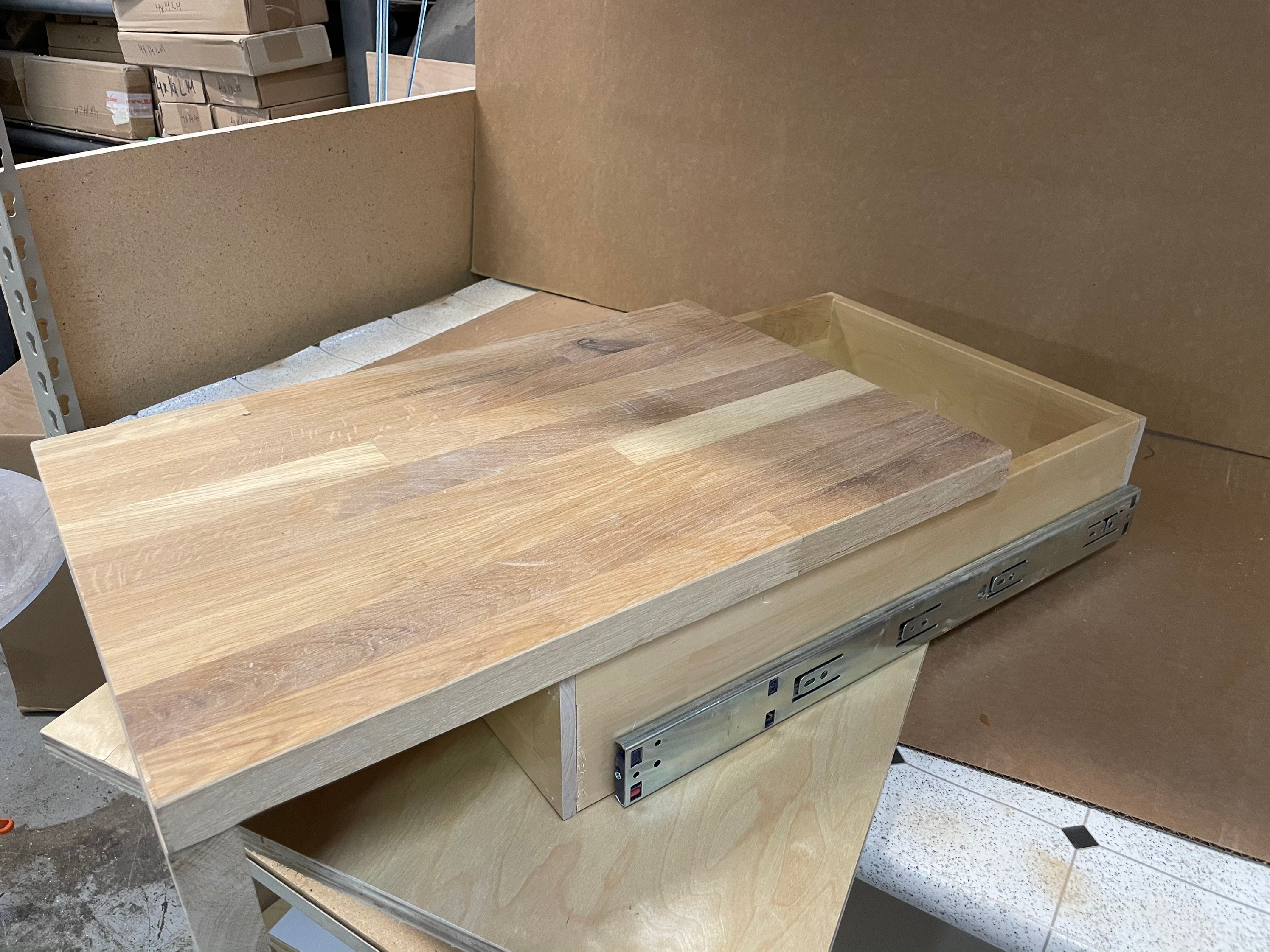 Butcher Block and Drawer With Push to Open Slides, Assembled, 6”H ...