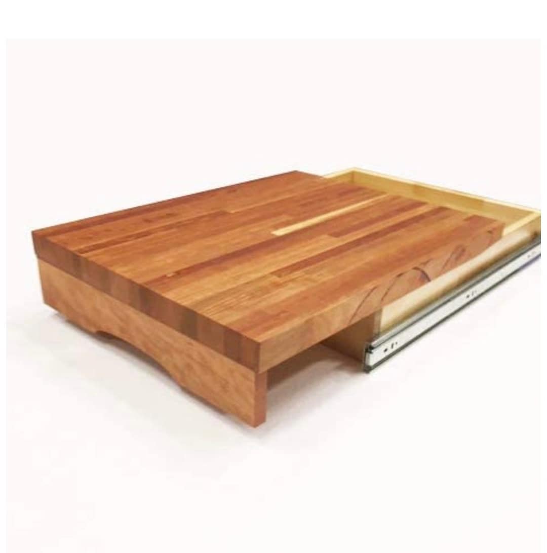 Butcher Block and Drawer With Push to Open Slides, Assembled, 6 Height ...