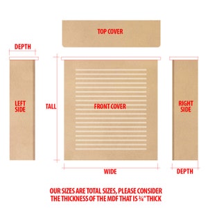 MDF Radiator Cover MD6 Unfinished, Flashtop - 9" Depth, Choose Your ...