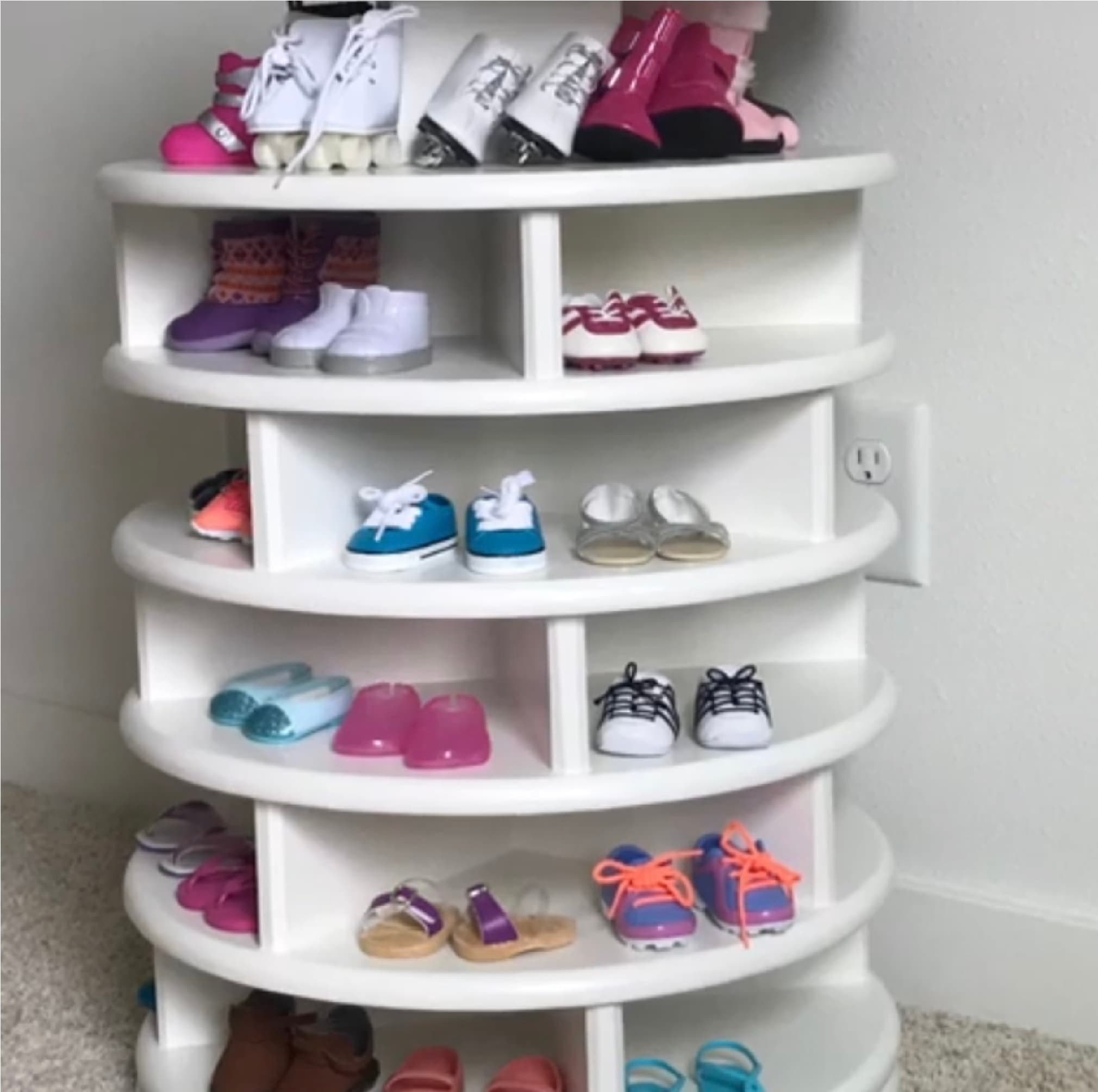 Wooden Rotating Shoe Rack "turntower" Custom Sizes Welcome. Teared ...