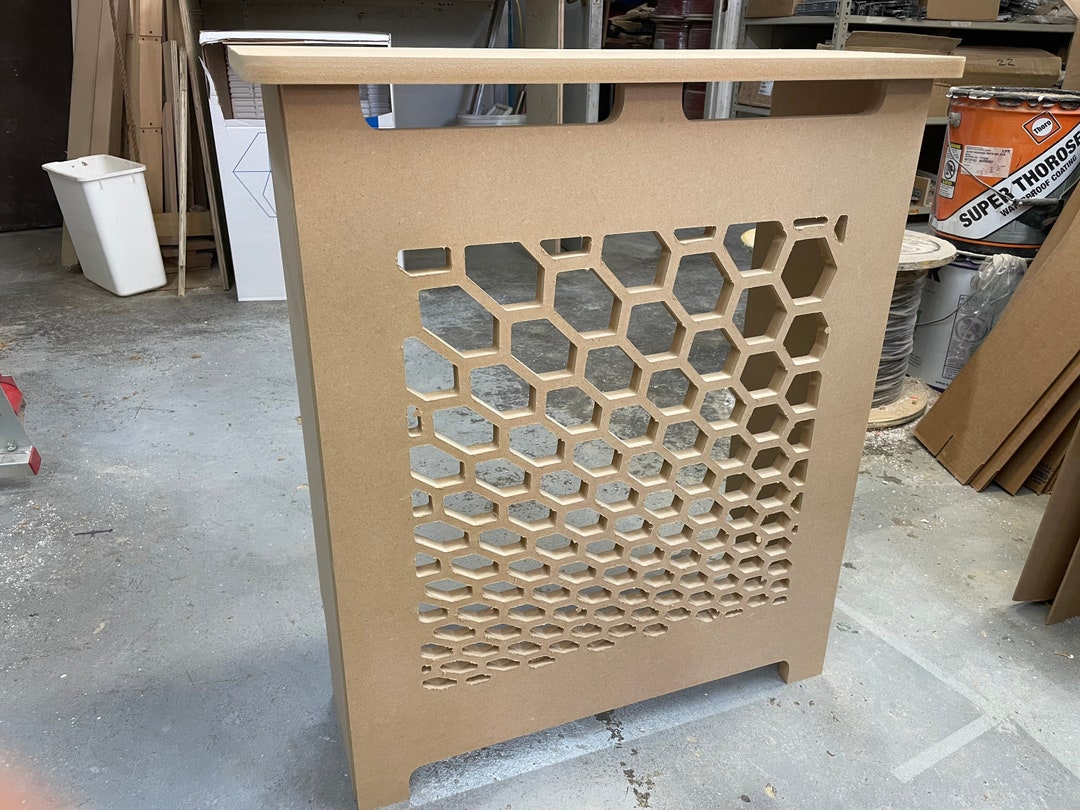 Modern MDF Radiator Cover "beehive" Unfinished - 9" Depth With Cut Out ...