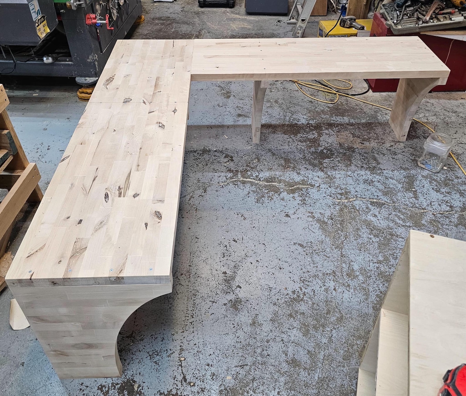 L Shape Maple Blocks Solid Wood 1.5" Thick Bench up to 20"h and 16"deep ...