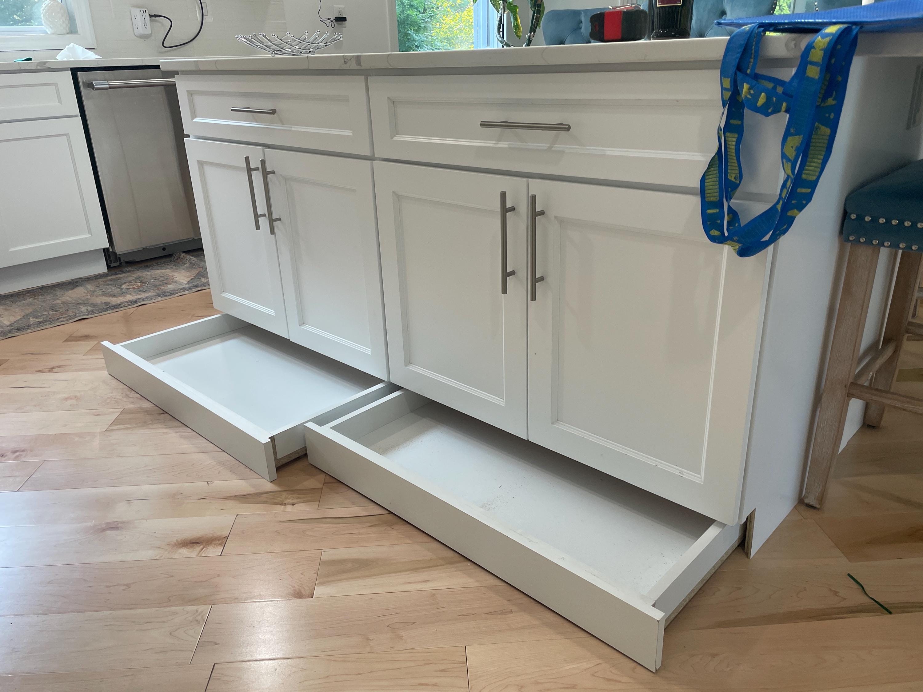 4" High "camel" Wood Kick Under Cabinet Drawer With Push-to-open and ...