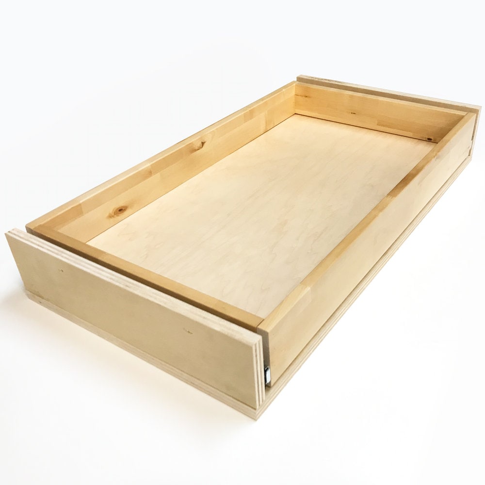 Single ALL Plywood 4"h Toe Kick Drawer With Side Mount Push-to-ooopen ...