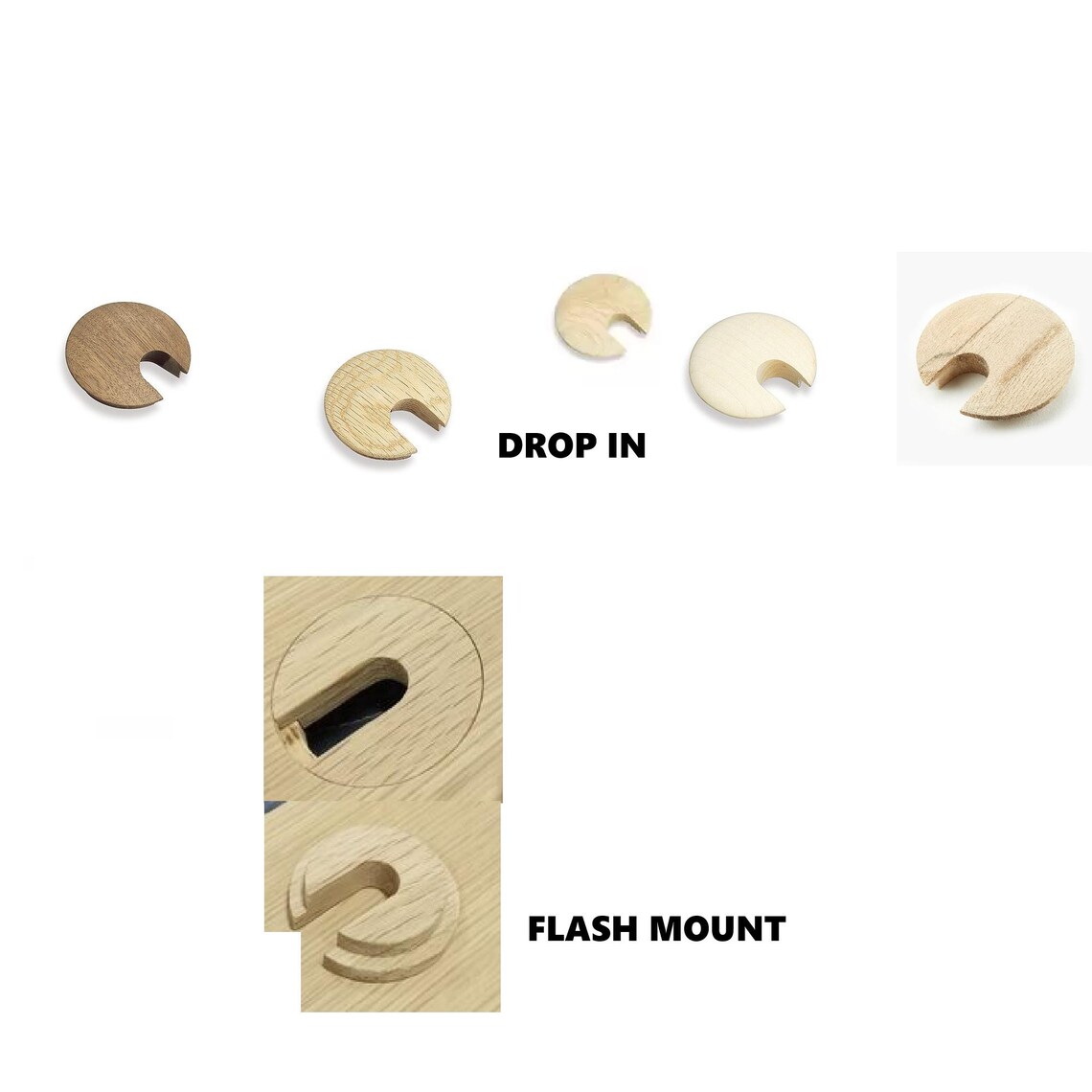 Oak Round Solid Wood Cord Wire Cable Liner Grommet "babywire", Table ...