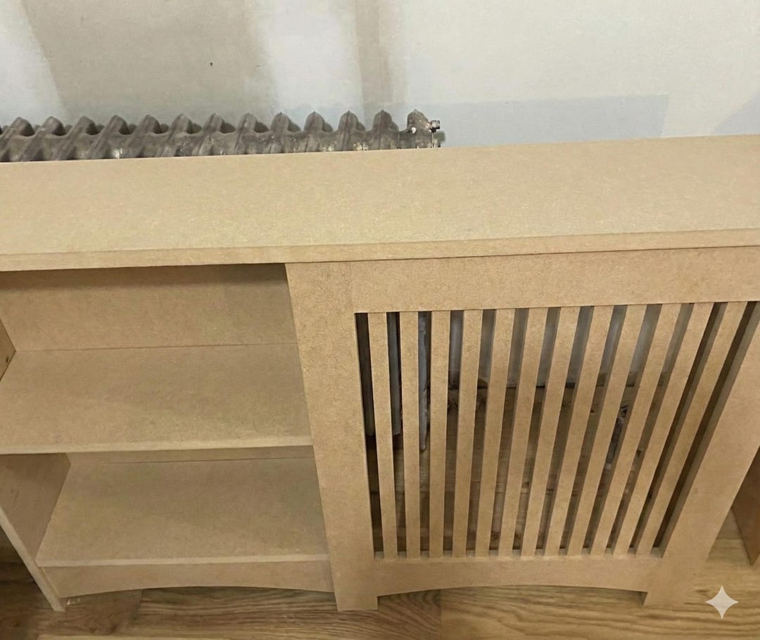 Dual Section Radiator Cover MDF Unfinished 9" Depth With Shelving ...