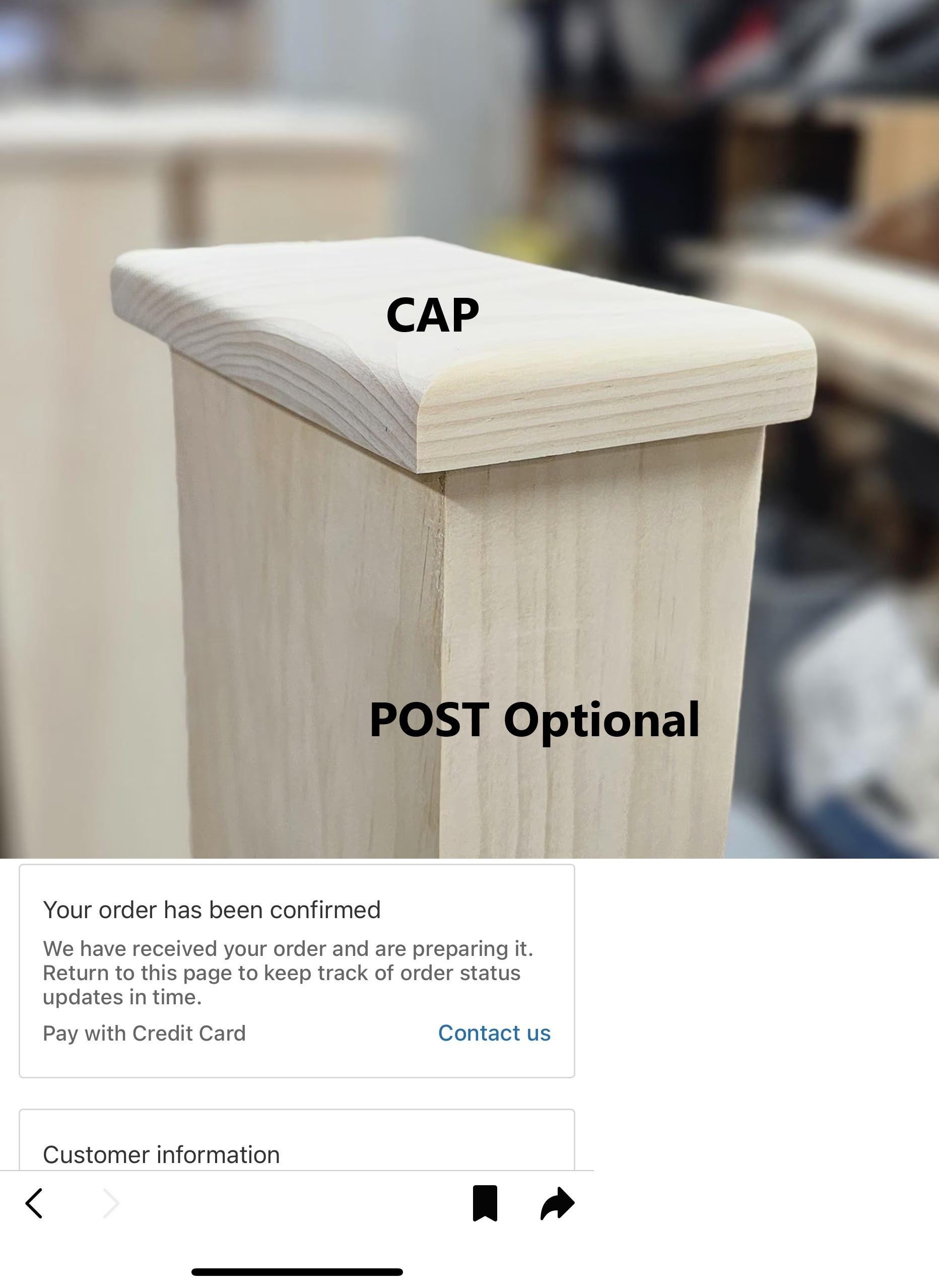 Unfinished Wood Newel Post Cap Pine or Poplar, Flat Slab Sold by Total ...