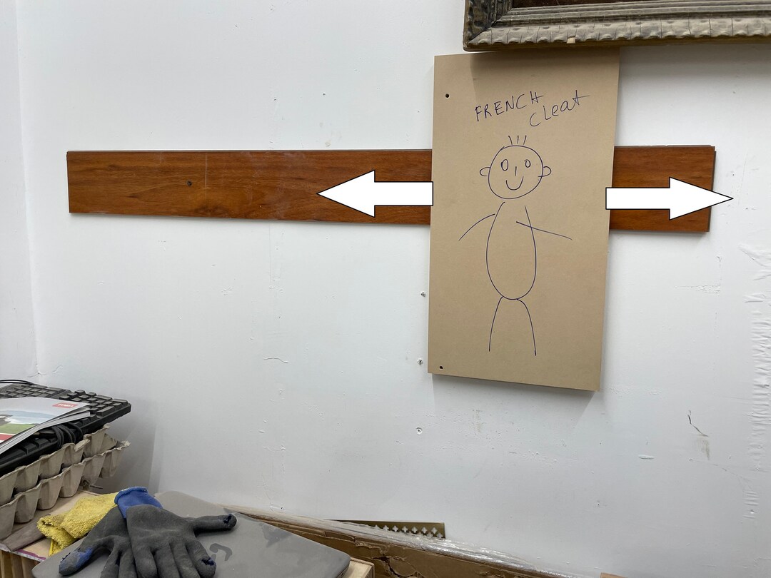 One Wood French Cleat 48" Max Long and Pack of 10 Plastic Hooks to Hang ...