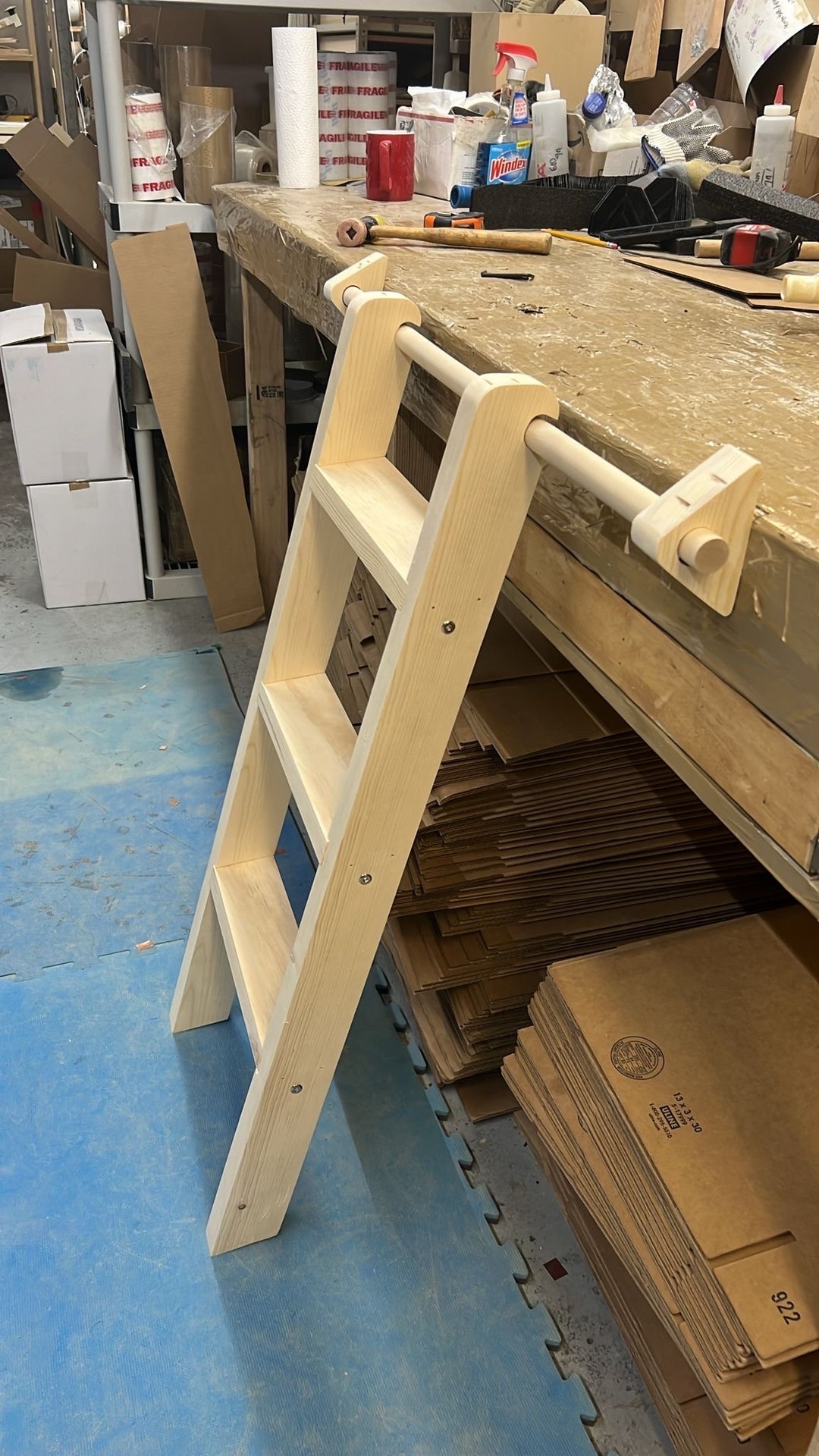 Unfinished Pine Wood Library Ladder With Rod - 12D Angle, 16" Wide - Etsy