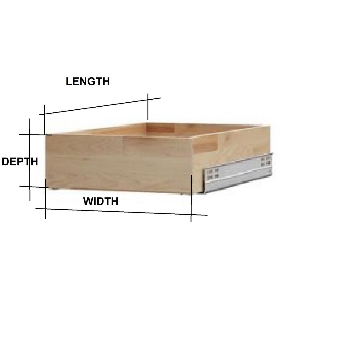 Solid Wood Pull Out Drawer 2-3”H for Wall Cabinets Undermount, Soft ...