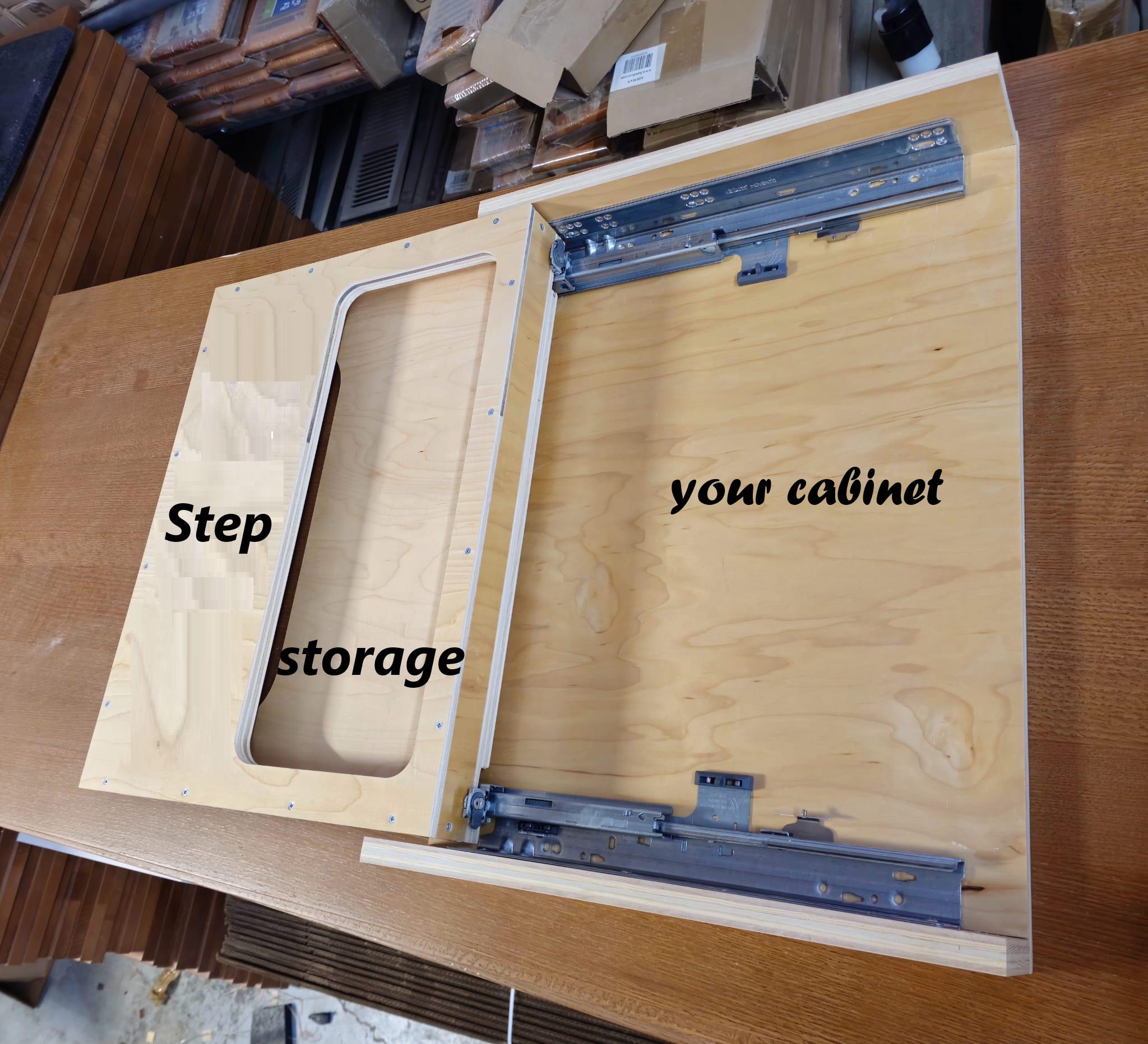 Under Cabinet Pull Out Step Stool: Baltic Birch, Push to Open With Soft ...
