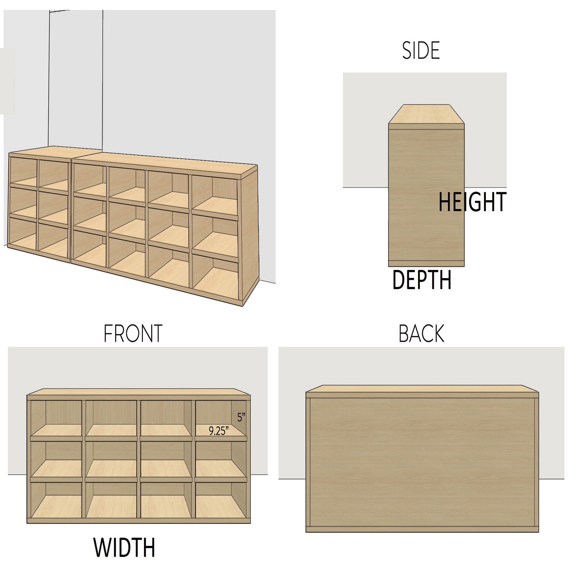 Deep Cubbies Plans Wooden Deep Cubby Shelves Etsy