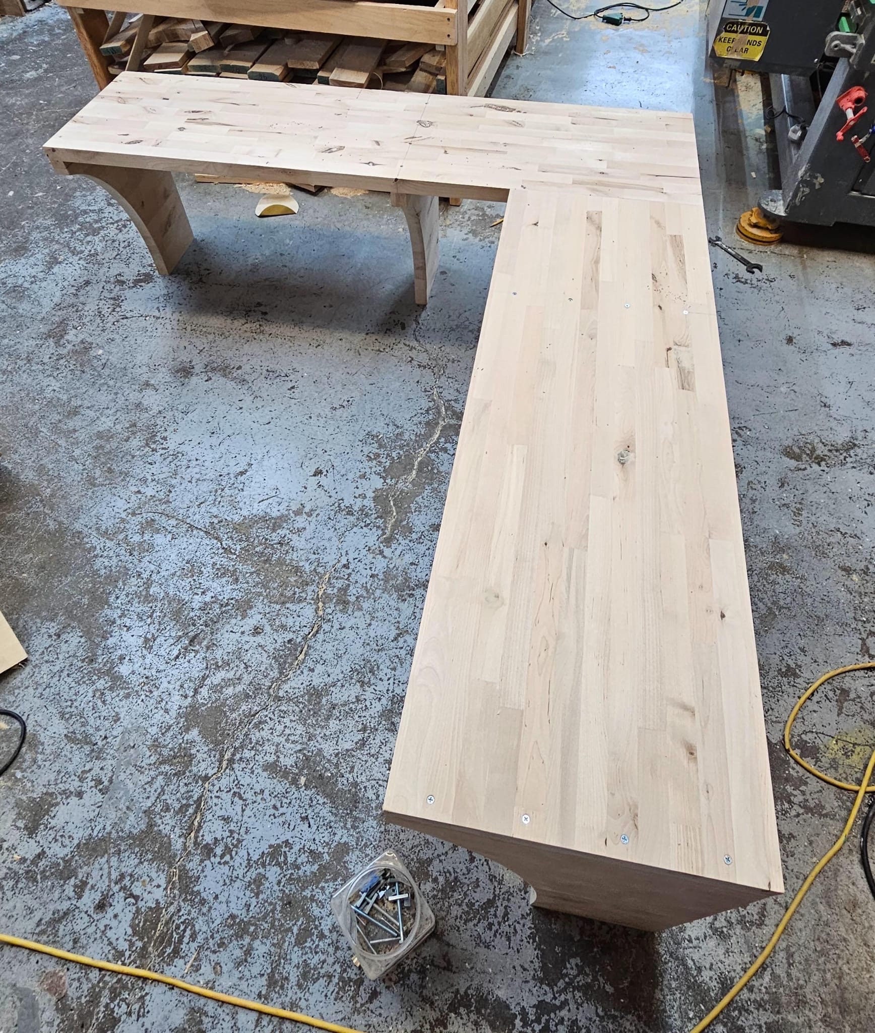 L Shape Maple Blocks Solid Wood 1.5" Thick Bench up to 20"h and 16"deep ...