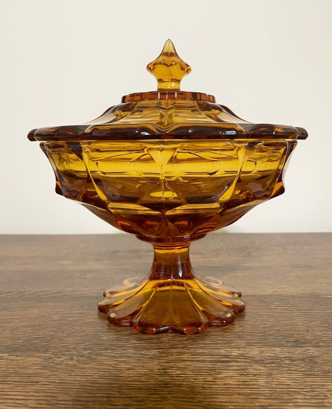 Vintage Amber Fenton Valencia Pedestal Compote Dish - Etsy