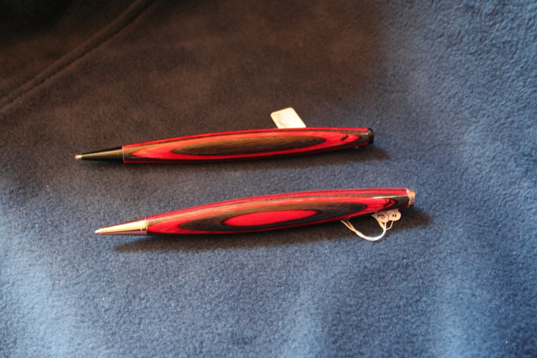 Birch Slimline Handmade Ellipse Pen - Red and Black - Etsy