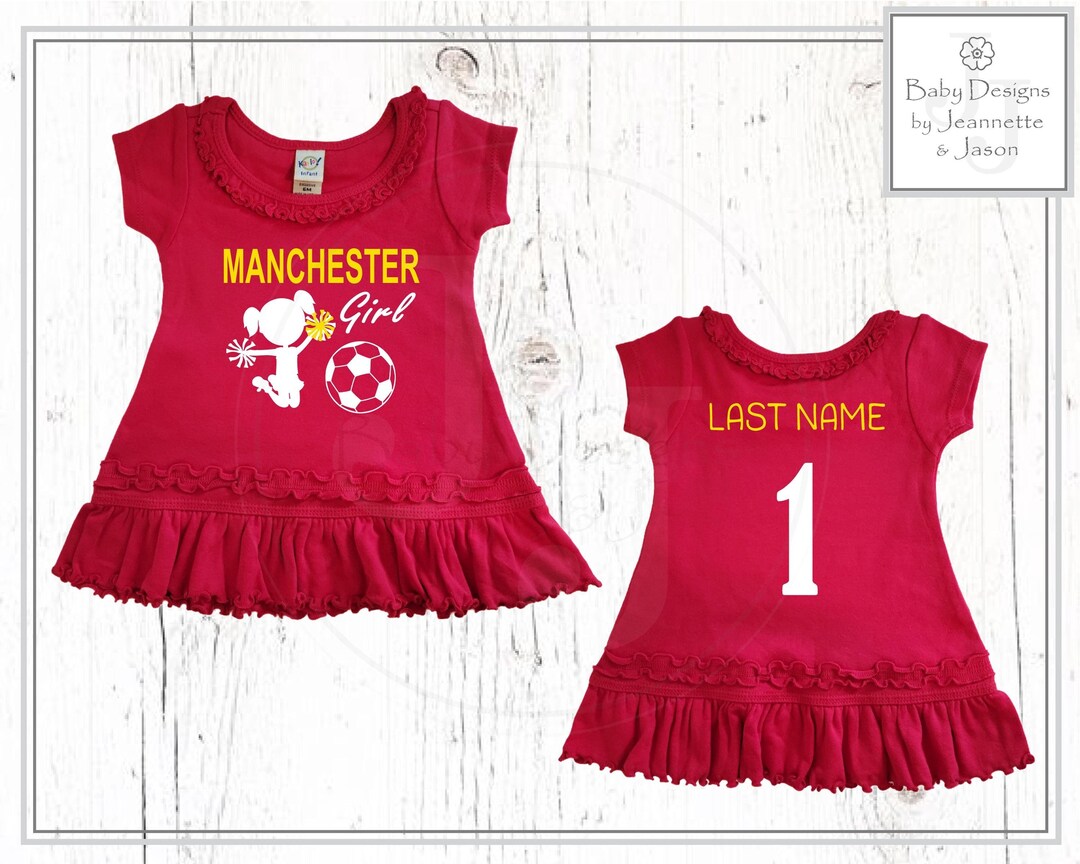 Manchester United Girl - Personalized Jersey-style Baby Dress - Soccer ...