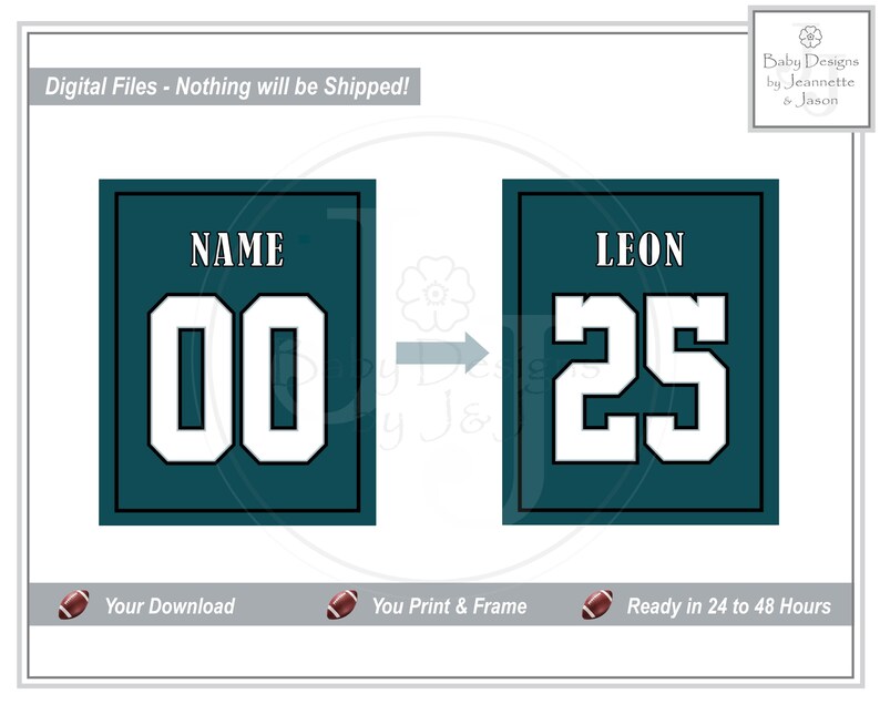 Eagles Inspired Printable-jersey Style Wall Art - Football Personalized ...