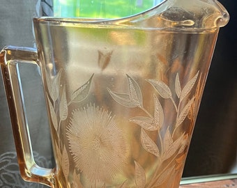 Jeannette Marigold Carnival Glass Cosmos Beautiful Pitcher - Etsy