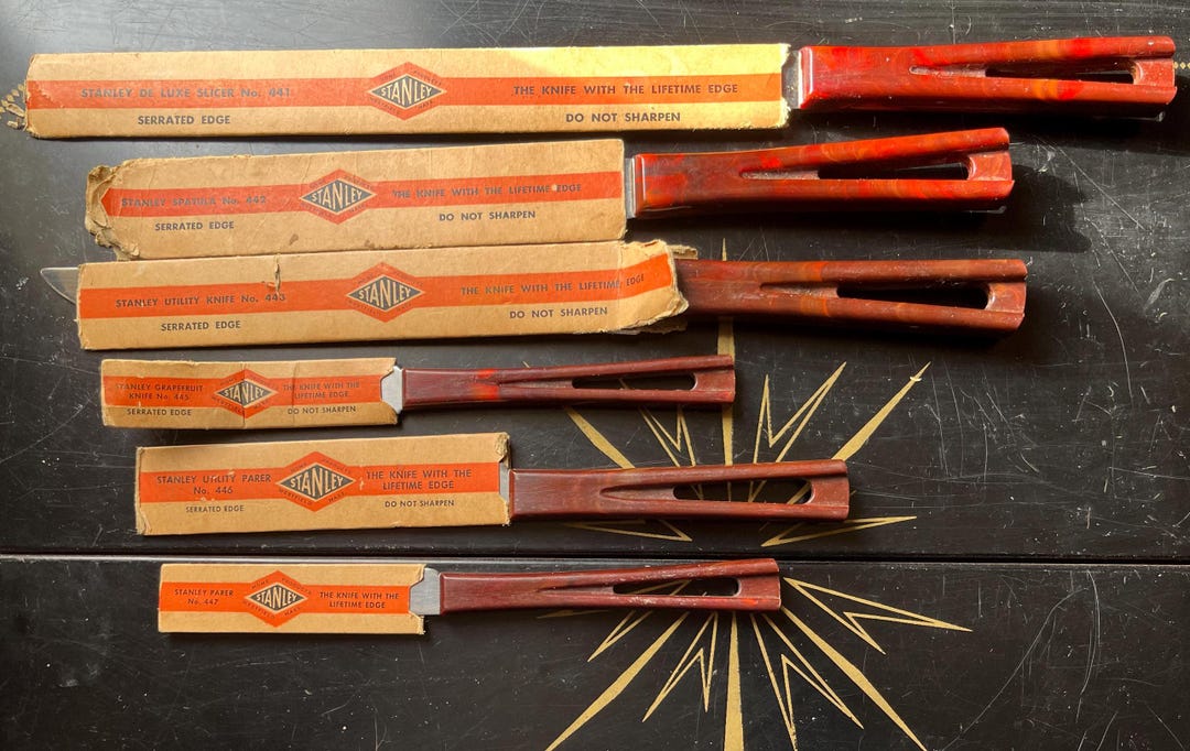 Vintage Stanley 6-piece Stainless and Bakelite Mid-century Knife Set - Etsy