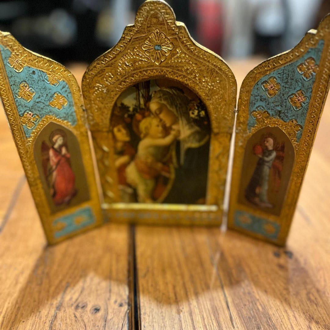 Vintage Triptych, Botticelli's Madonna and Child, by G.B. Florence ...