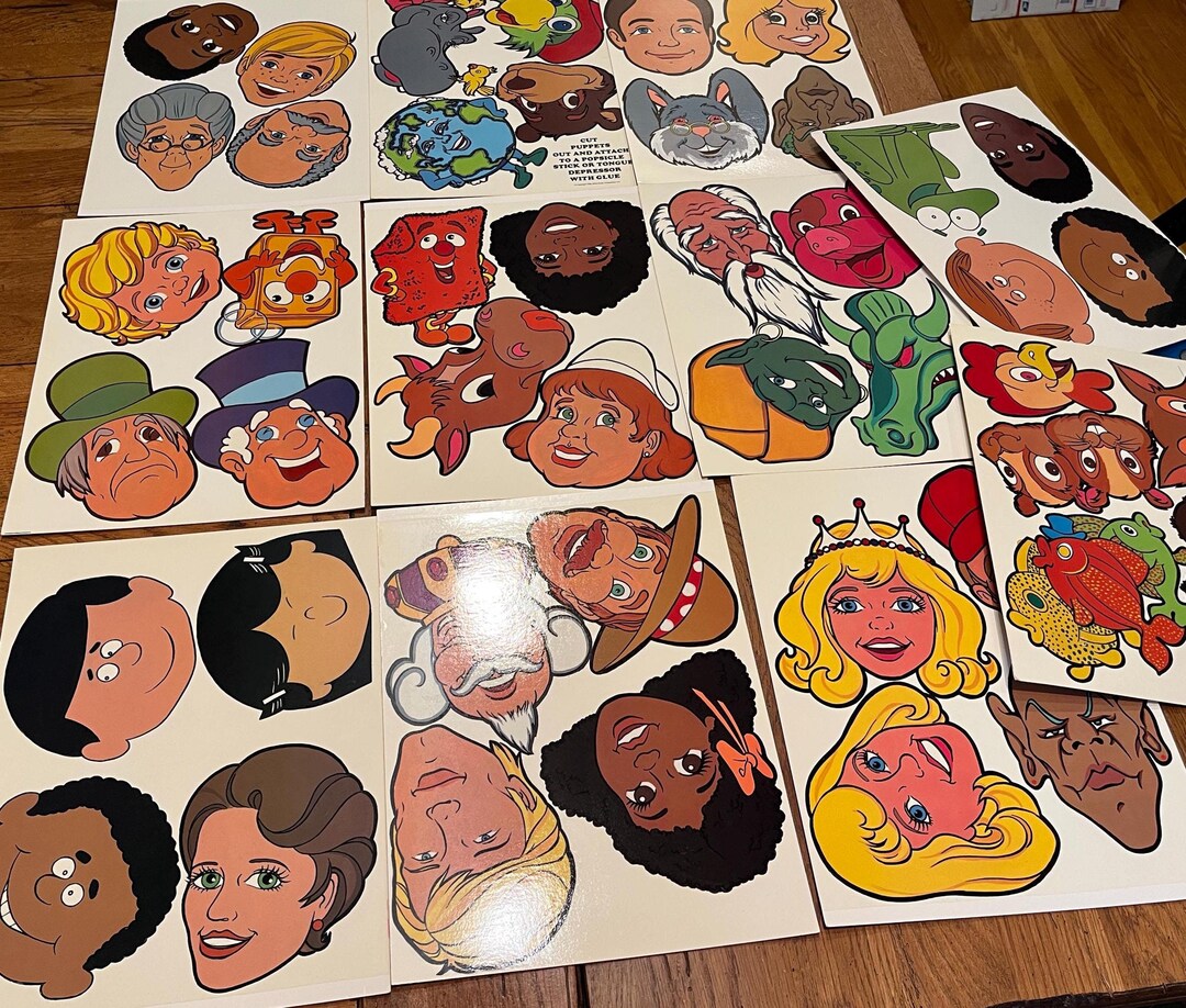 Vintage Set of 11 Sheets of Cut Out Character "puppets," 1986 - Etsy