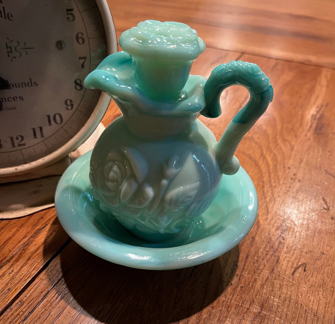 Vintage Avon Green Jadeite Pitcher and Bowl Set - Etsy