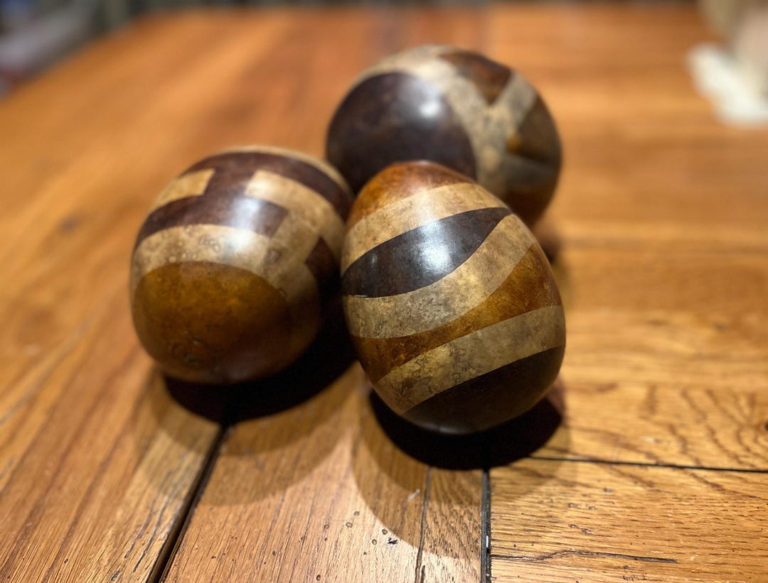 Vintage Set of 3 African Gourd Balls With Geometric Decorative Paint - Etsy