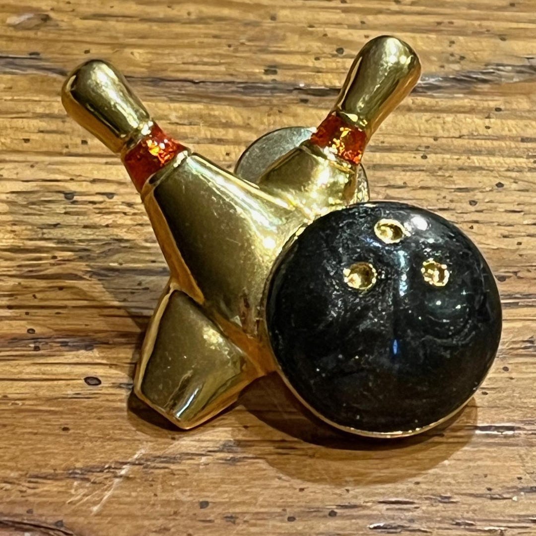 Vintage Bowling Pin and Ball Tie Tack / Lapel Pin, by AVON - Etsy