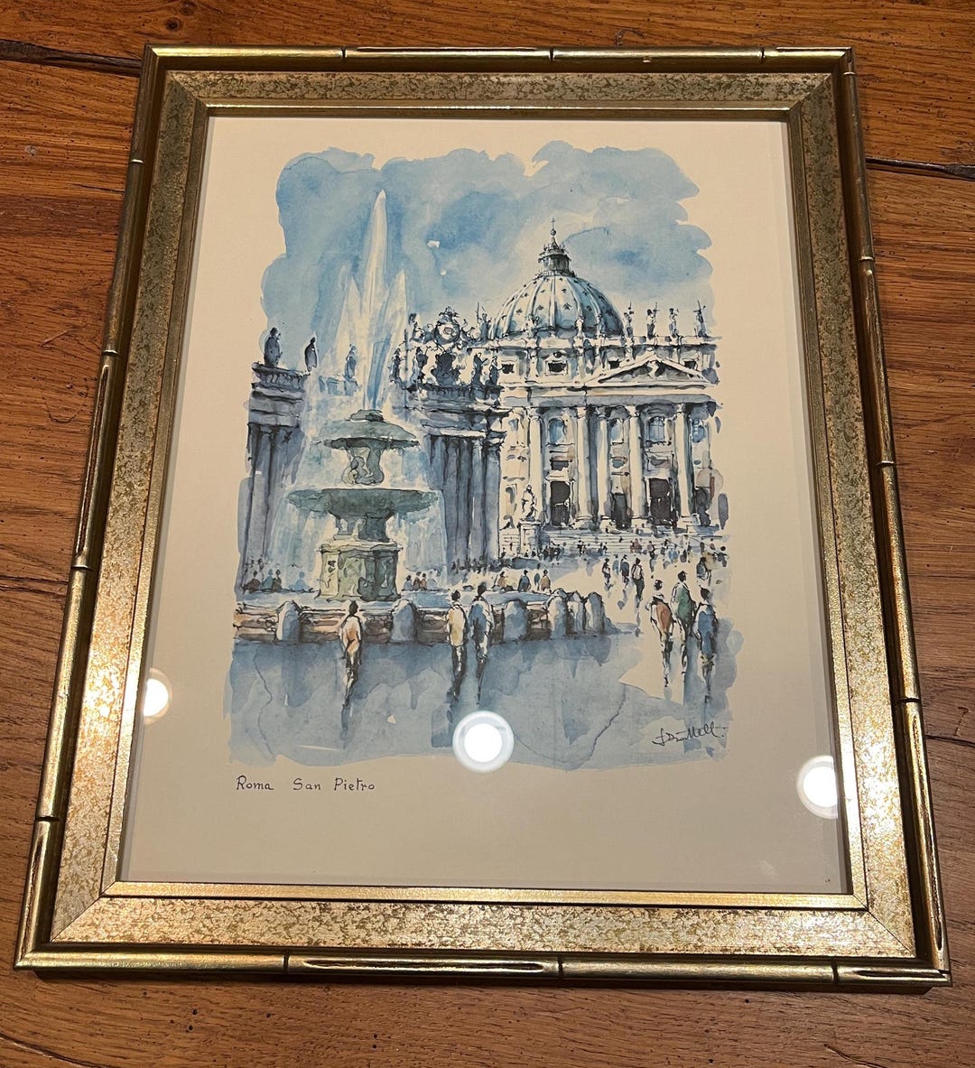 Vintage Watercolor Print, Roma San Pietro, Artist Fausto Batelli - Etsy