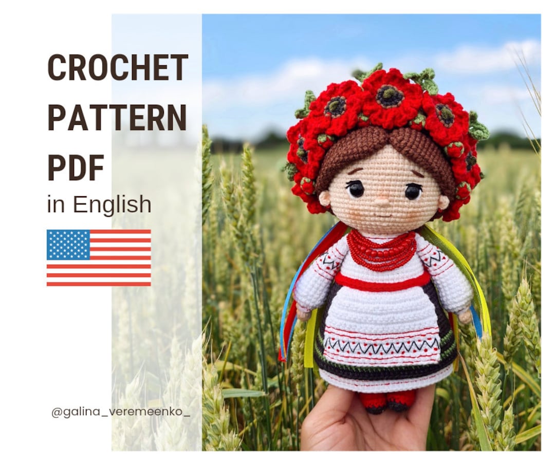 Crochet Pattern PDF. Amigurumi Toys Patterns. Ukrainian Doll Crochet Pattern. Ukrainian Girl ...