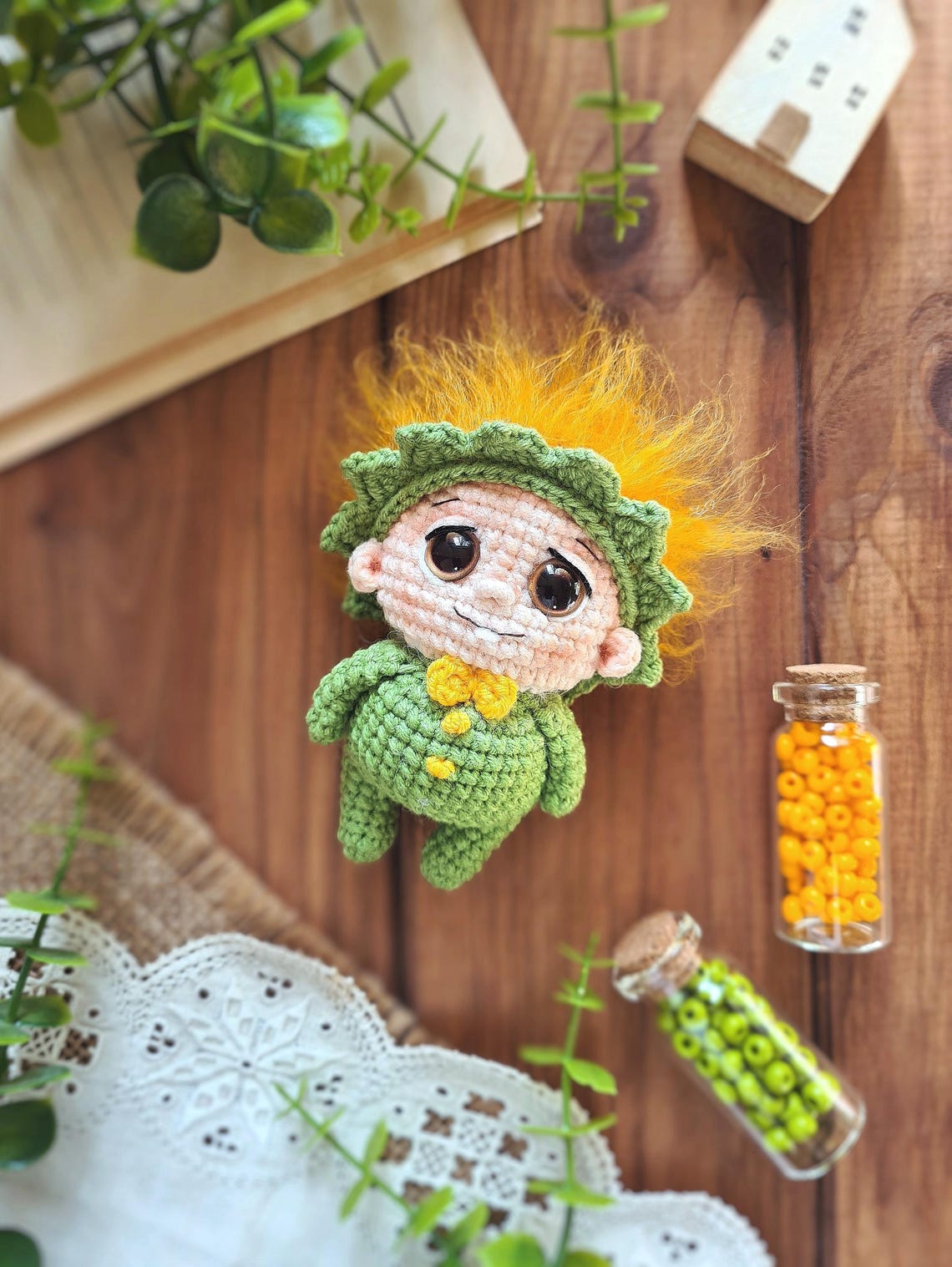 Amigurumi Baby Dandelion Crochet Pattern, Crochet Flower Doll, Crochet ...