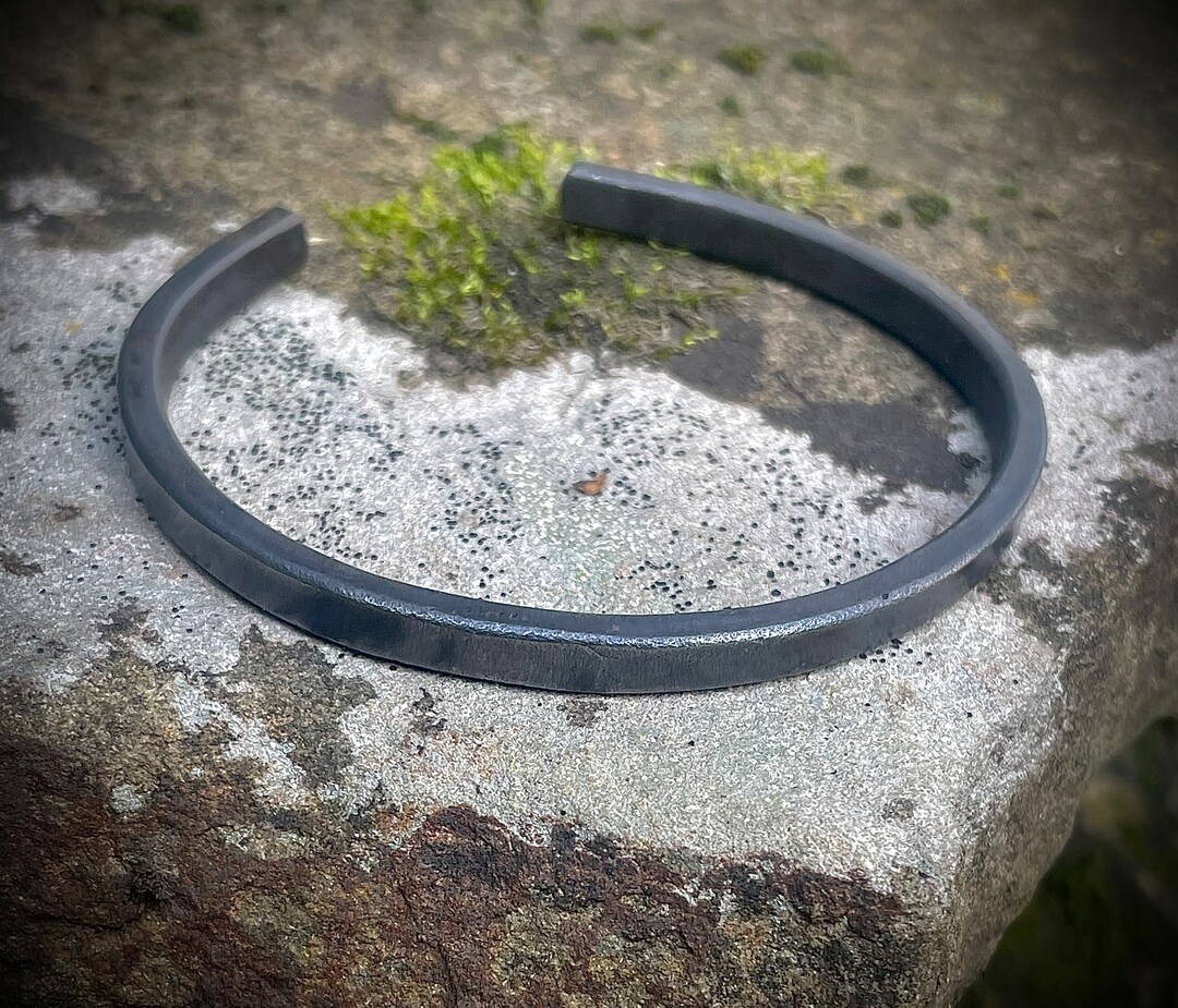 Hand Forged Oxidised Titanium Cuff Bracelet for Men or Women, Gift for ...