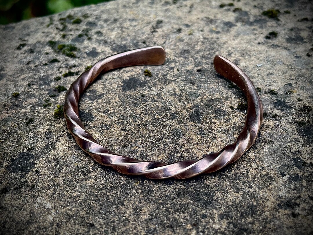 Hand Forged Solid Bronze Densely Twisted Viking Arm Ring, Cuff Bracelet ...