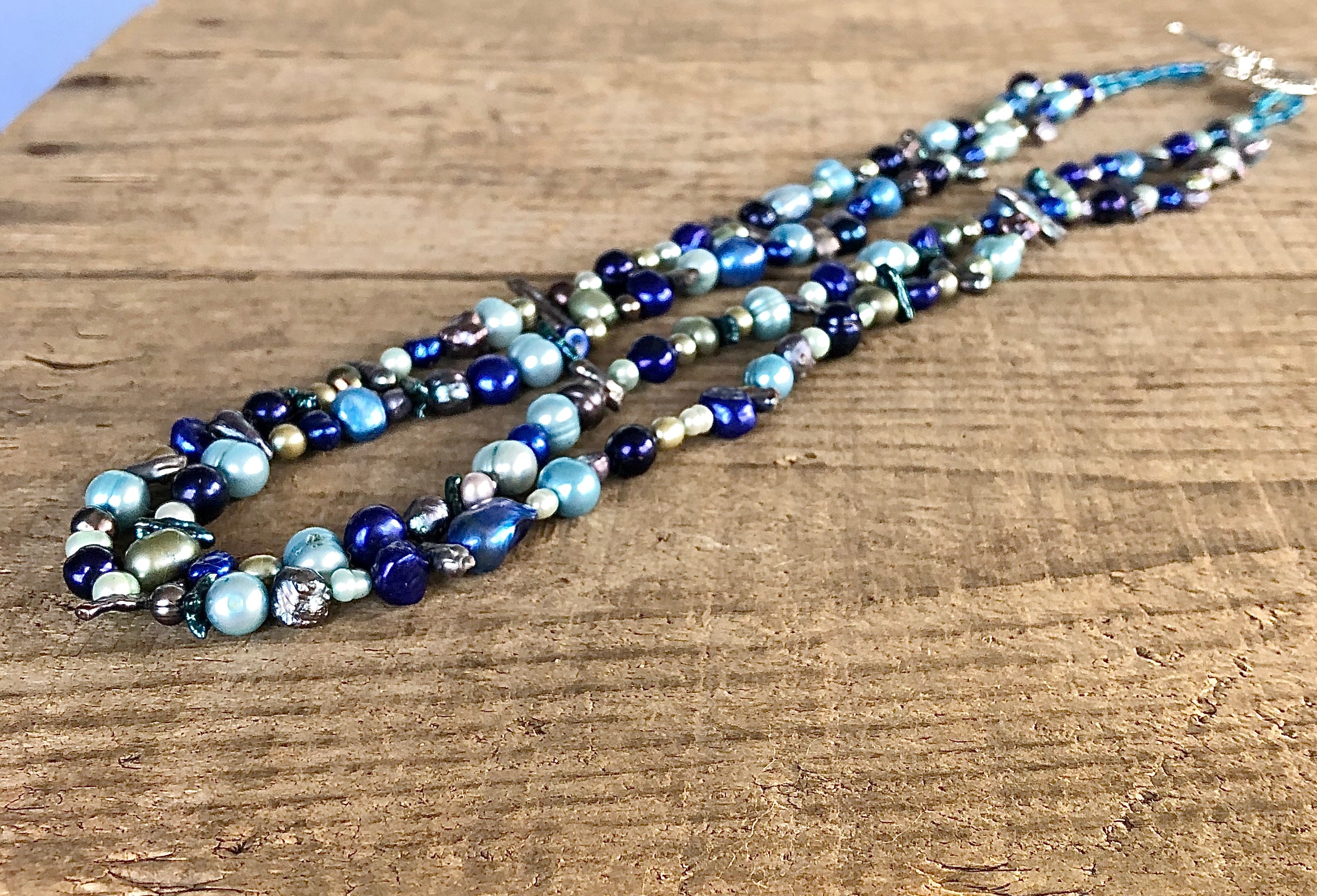 Blue Freshwater Pearl Double Necklace