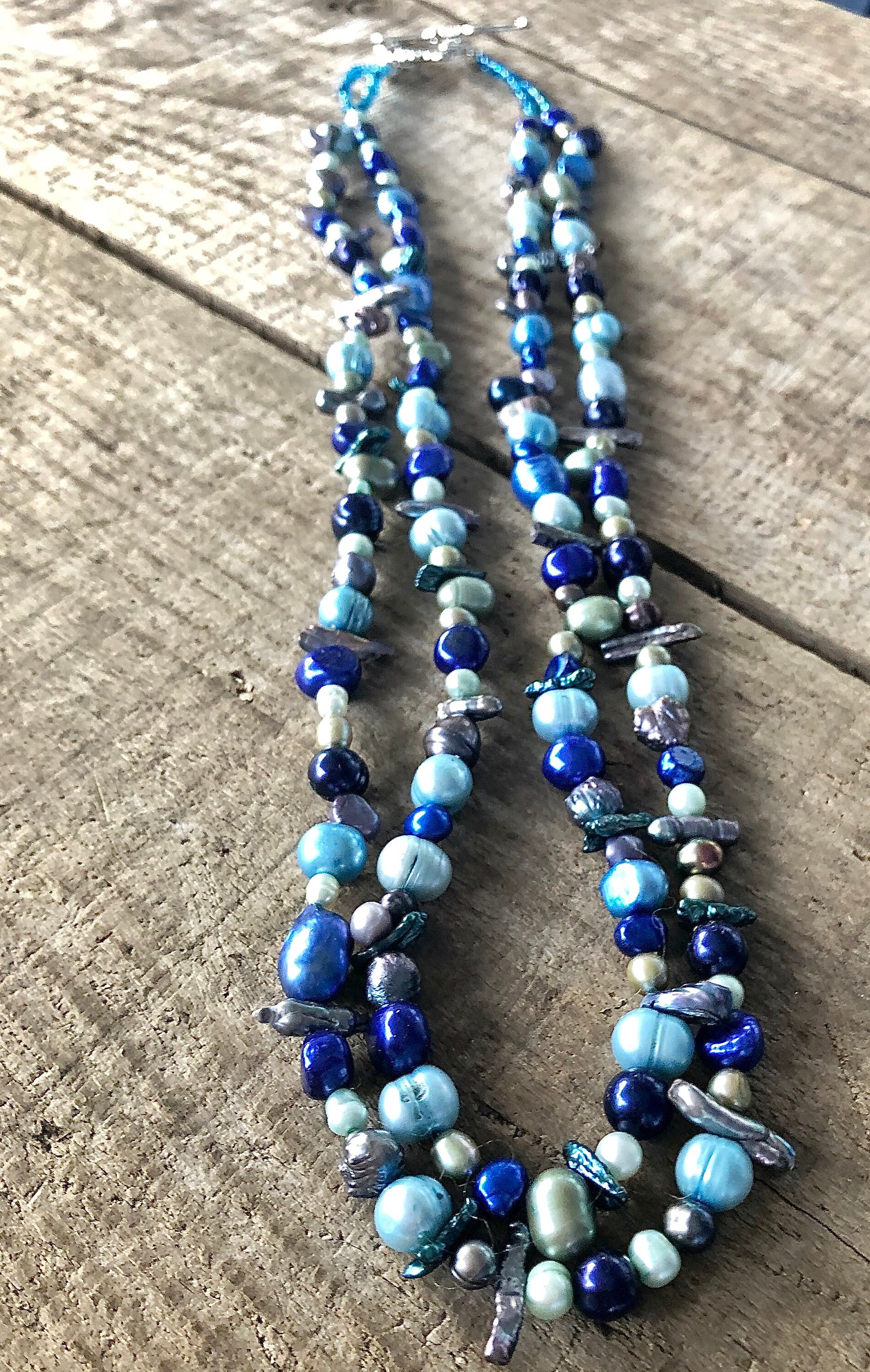 Blue Freshwater Pearl Double Necklace