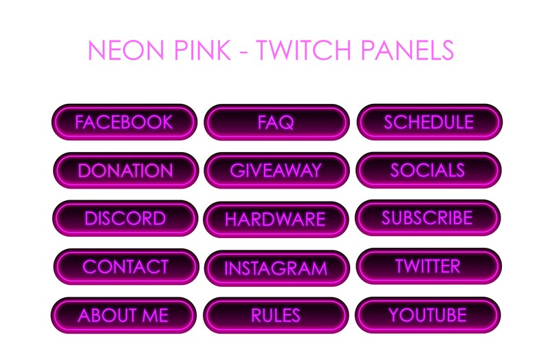 Twitch Panels - Neon Pink - Etsy