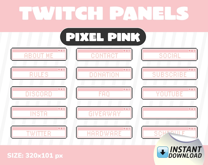 Twitch Panels - Pixel Pink - Etsy