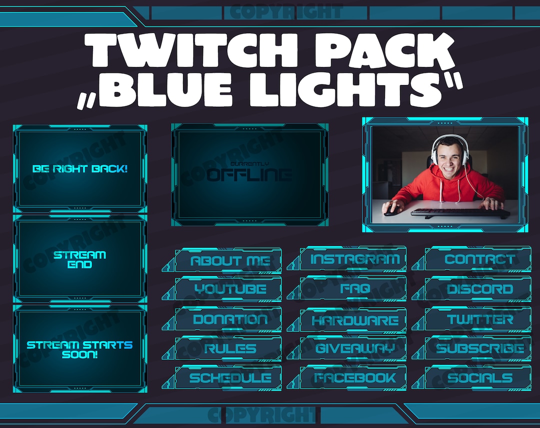 Twitch Pack - Blue Lights - Etsy