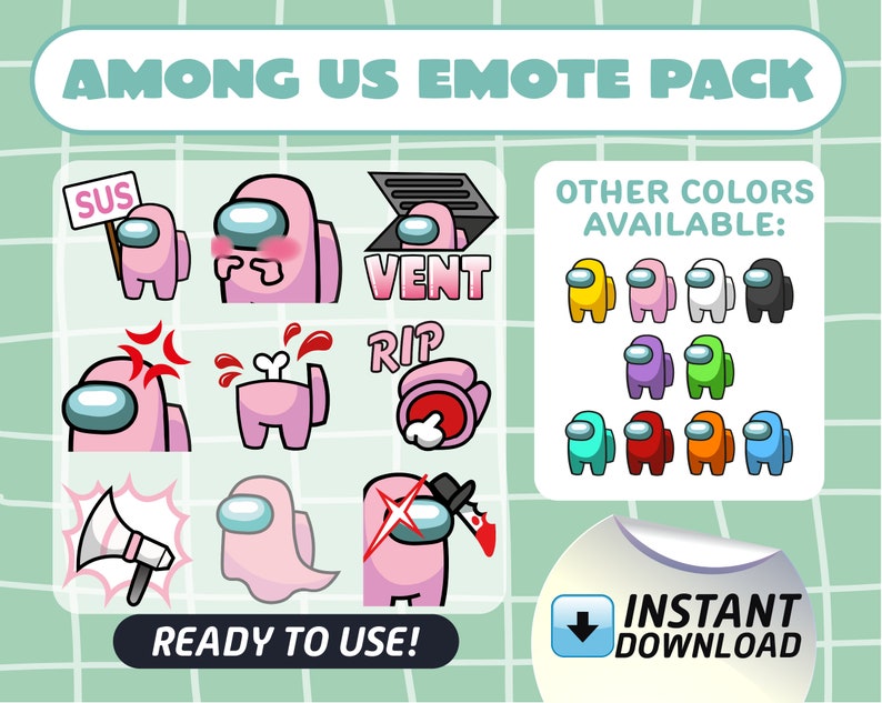 Twitch / Discord Emote Pack - Among Us - Pink - Etsy