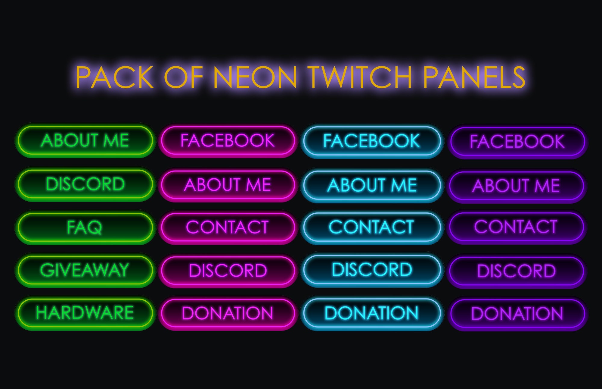 Pack of Neon Twitch Panels - Etsy