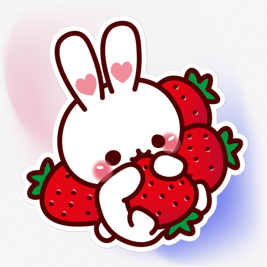 Strawberry Bunny Sticker - Kawaii - Cute - Bubble-free Stickers - Etsy