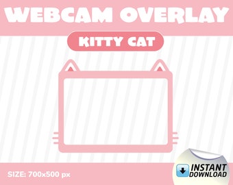 Twitch Cute Moon Kitty Cat Webcam Stream Overlay / Streamer Graphics ...